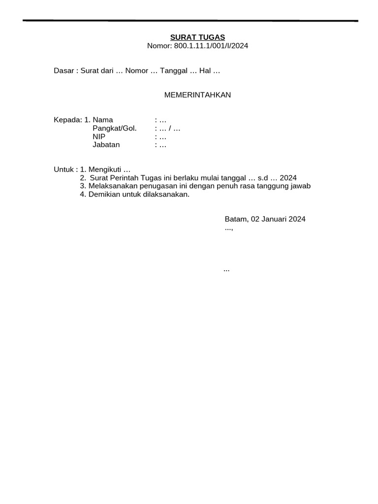 Surat Tugas - Kosong | PDF