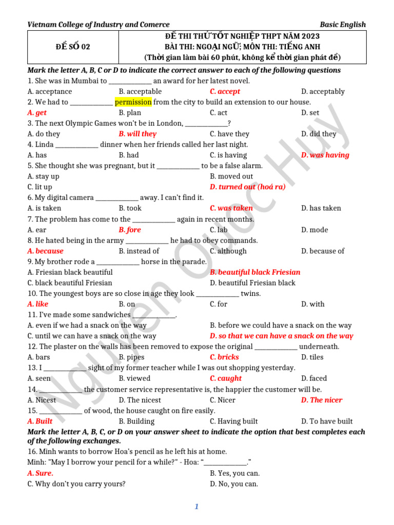 English Exam Questions for 2023 | PDF | Photocopier