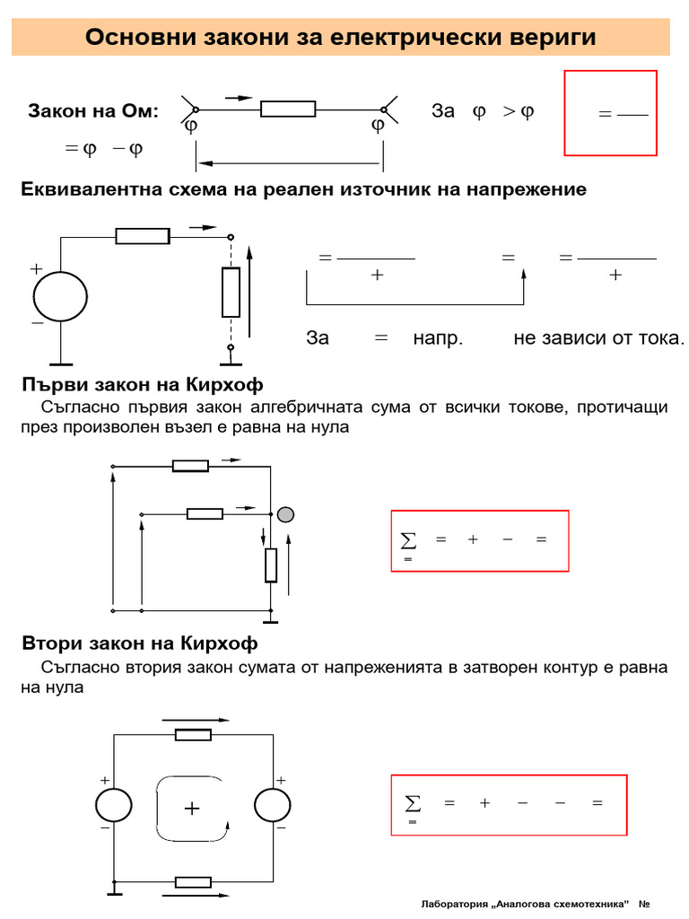 Table Ohms Law KCL KVL | PDF