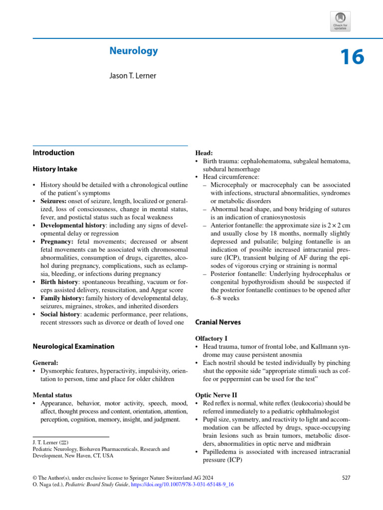 Pediatric Neurology Examination Guide | PDF | Epilepsy | Neurology