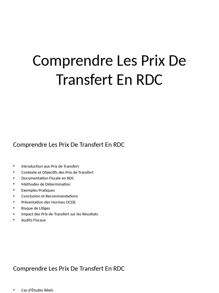 Analyse des Prix de Transfert en RDC | PDF | Médiation | Économie