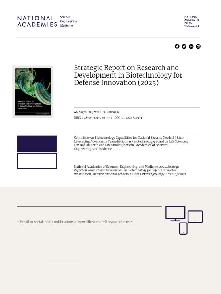 Strategic Report On Research and Development in Biotechnology For ...