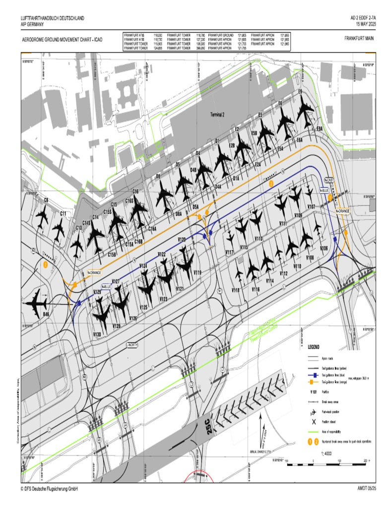 AD 2 EDDF 2-7A Aerodrome Ground Movement Chart - ICAO | PDF