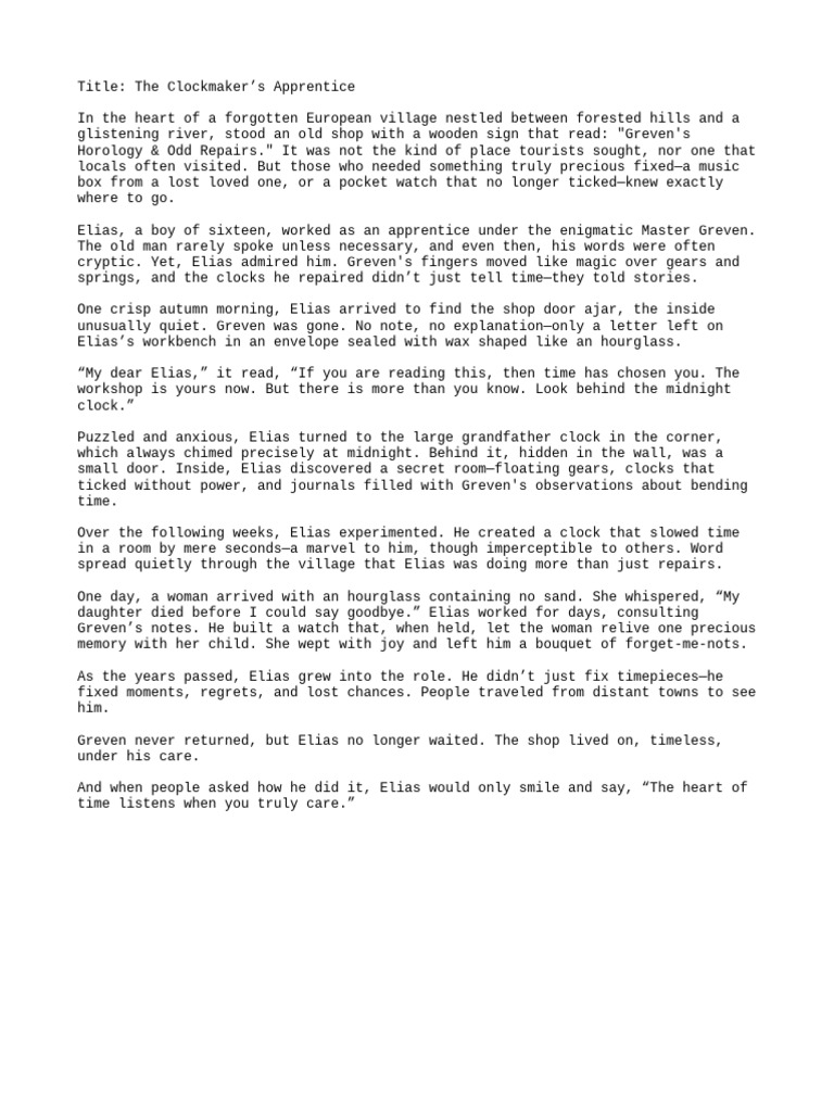 The Clockmaker's Apprentice | PDF