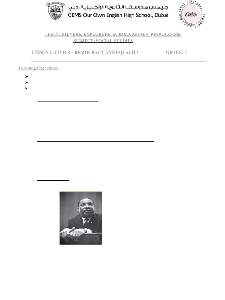 Grade 7 Civics: Democracy & Equality | PDF | Civil Rights Act Of 1964 ...