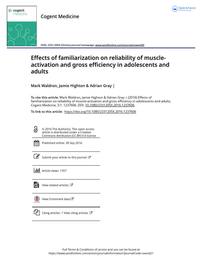 Effects of Familiarization On Reliability of Muscle-Activation and ...