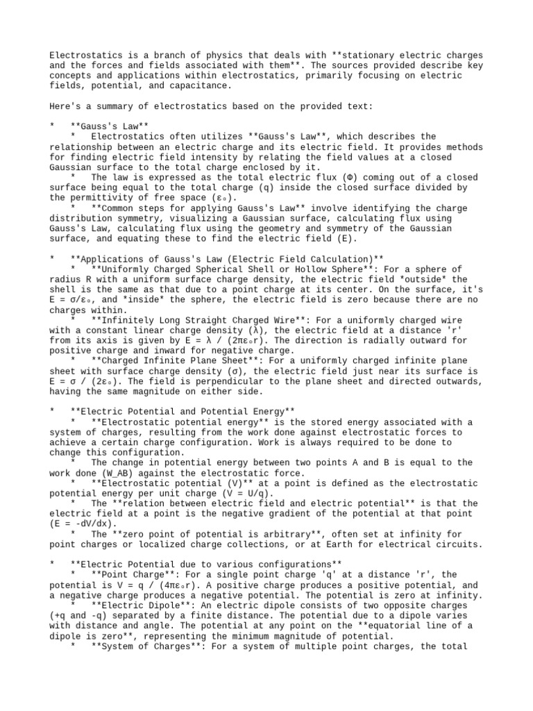HSC Electrostatics Oneshot | PDF | Capacitance | Capacitor