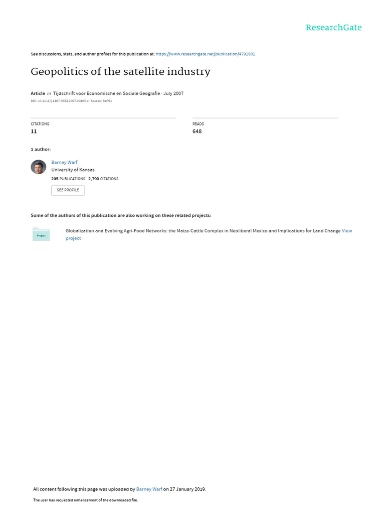 Barney Warf-Geopolitics of The Satellite Industry | PDF | Satellite ...