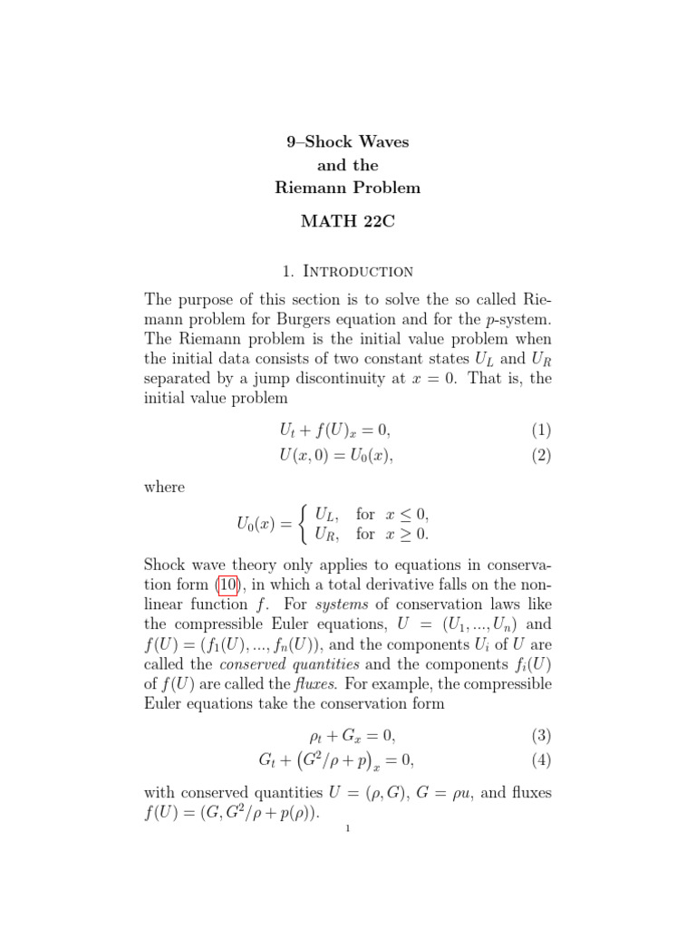 9 Shock Waves and RiemProb 22C W15 | PDF | Mathematical Physics | Physics
