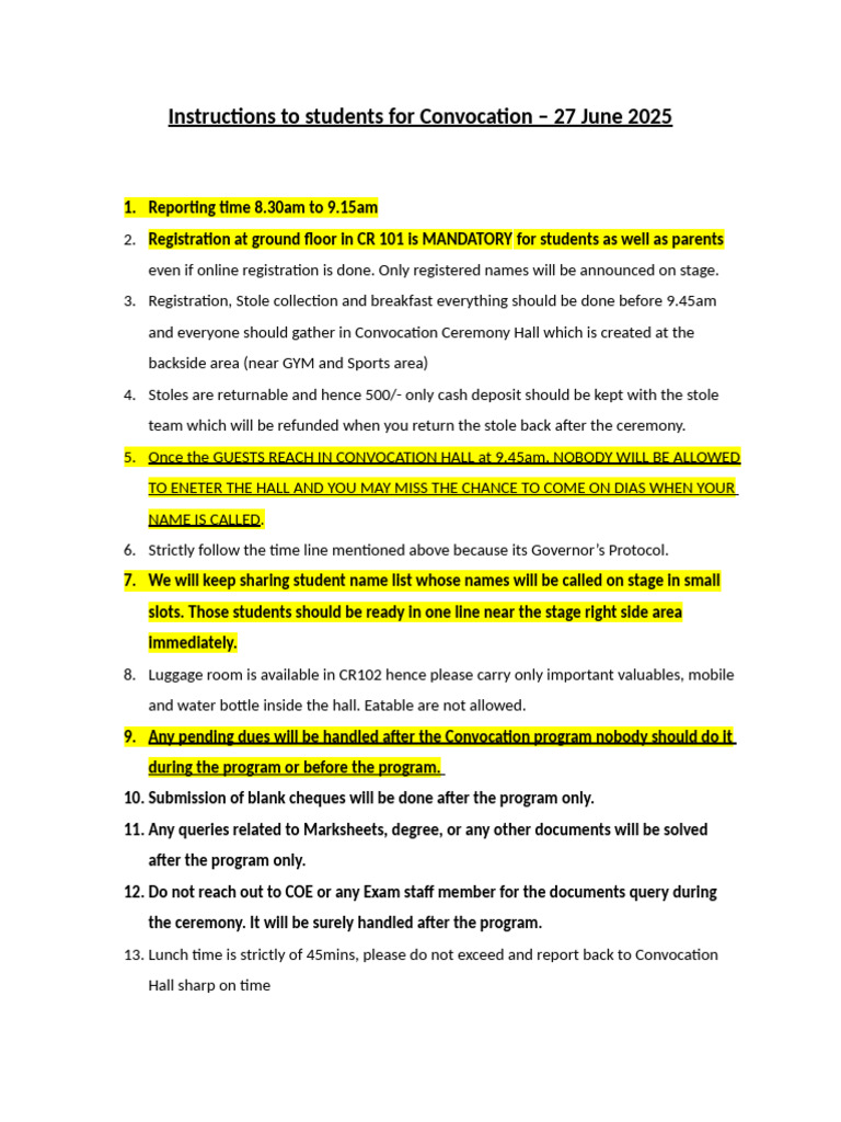 Convocation Instructions For Students 2025 Pdf Chess Theory Chess