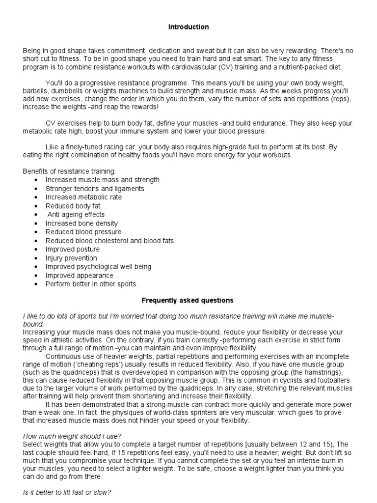 Hand Out | PDF | Strength Training | Physical Exercise