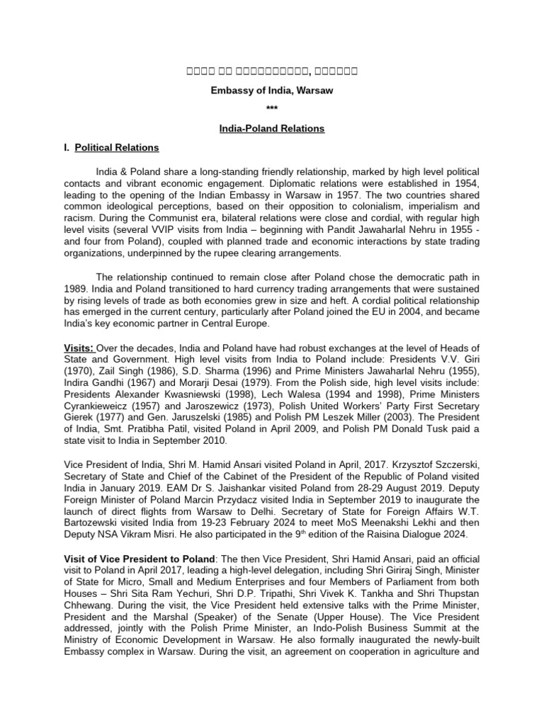 Bilateral Brief Poland - Website June 2024 | PDF | Poland | Indology