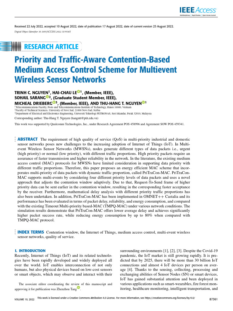 Priority and Traffic-Aware Contention-Based Medium Access Control Scheme For Multievent Wireless ...