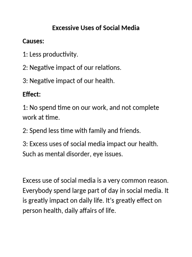 Impact of Excessive Social Media Use | PDF