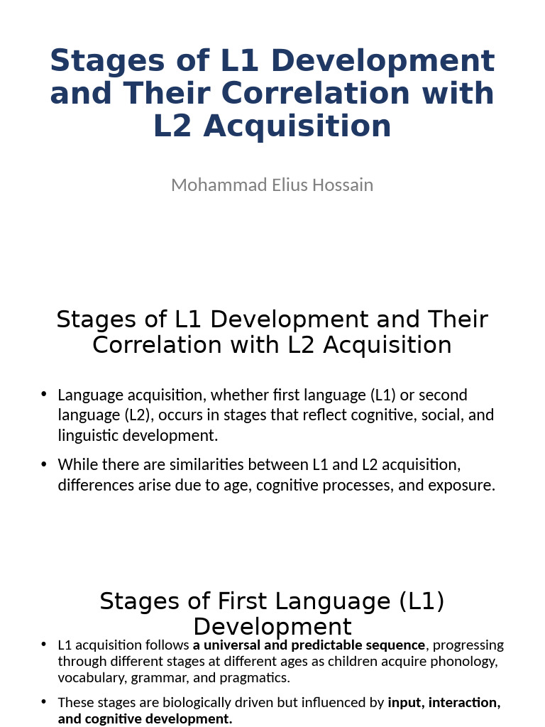 L1 Development Stages and L2 Acquisition | PDF | Second Language ...
