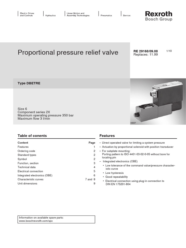 Proportional Pressure Relief Valve | PDF | Electrical Connector | Valve