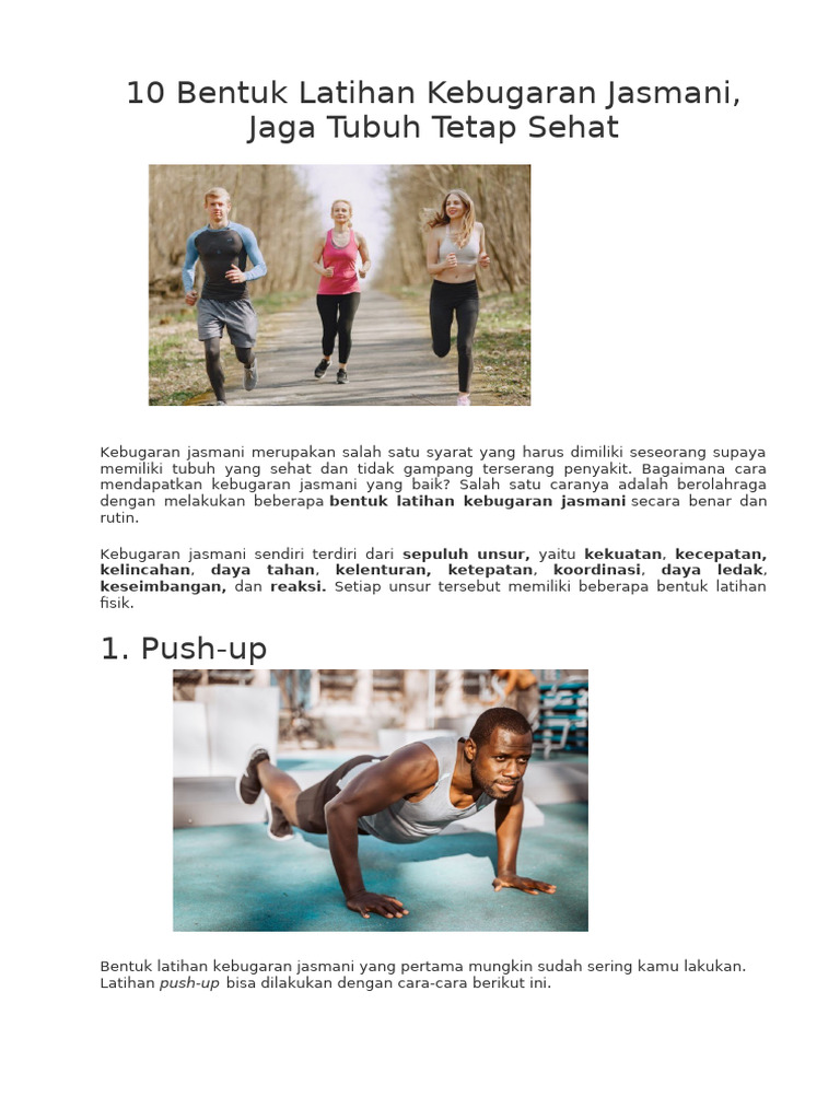 10 Bentuk Latihan Kebugaran Jasmani | PDF