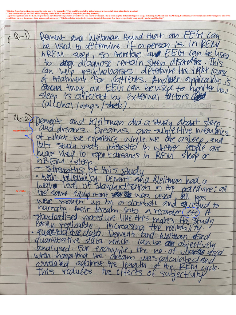 Dement and Kleitman Questions | PDF