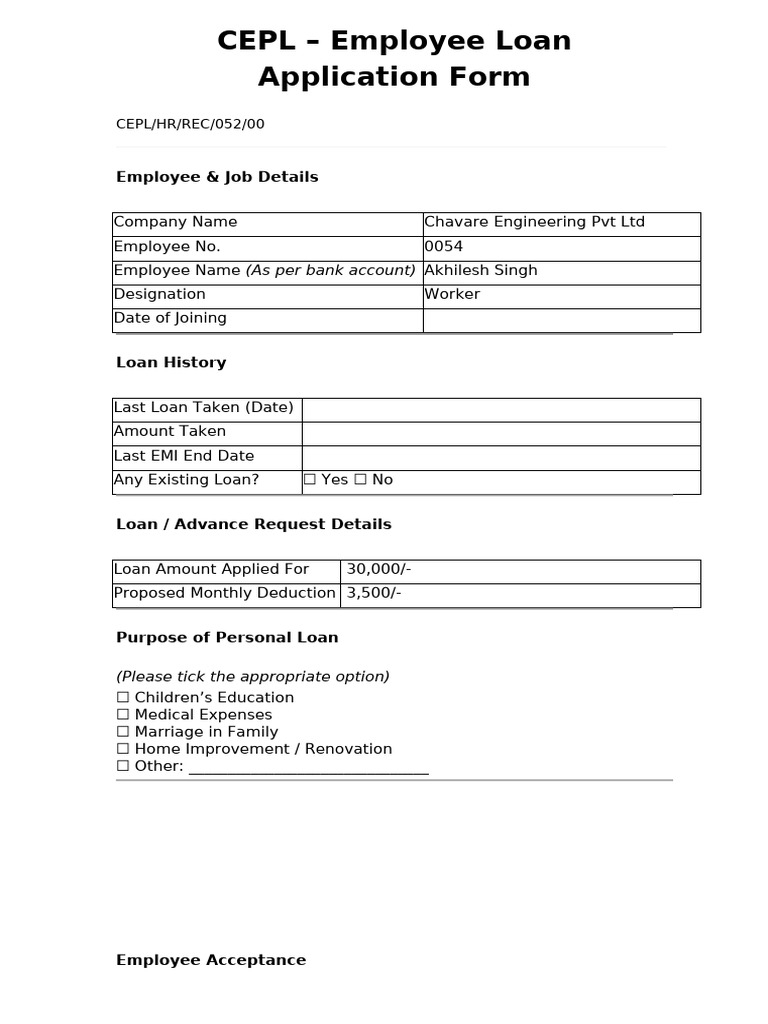 Loan Application Form | PDF