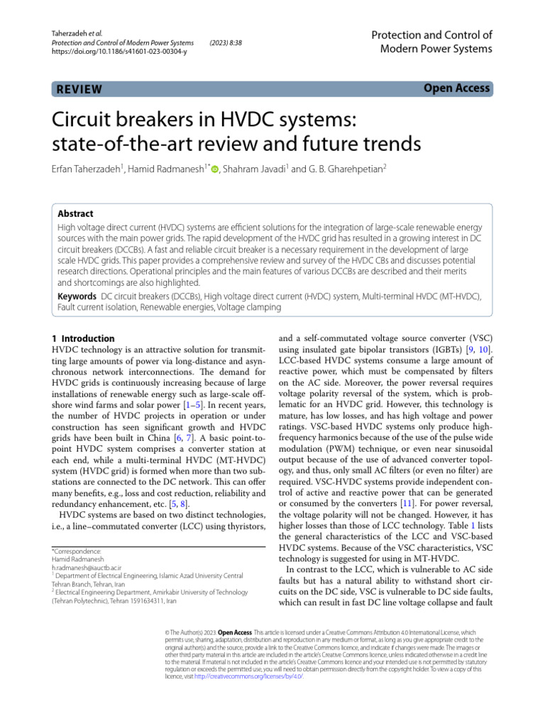 Circuit Breakers in HVDC Systems State-Of-The-Art Review and Future Trends | PDF | High Voltage ...
