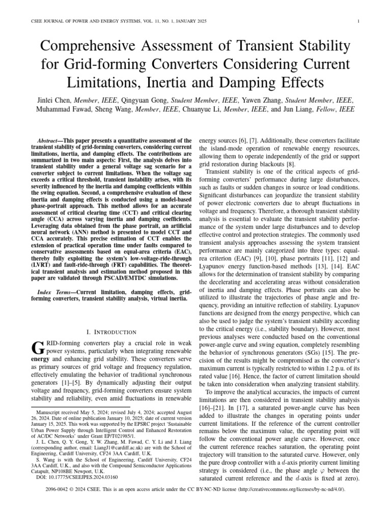 Comprehensive Assessment of Transient Stability For Grid-Forming Converters Considering Current ...