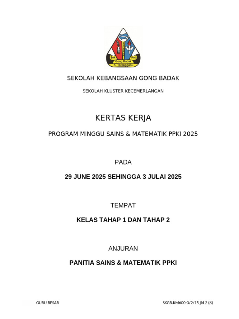 MINGGU Sains &MATEMATIK 2025 SK Gong Badak | PDF