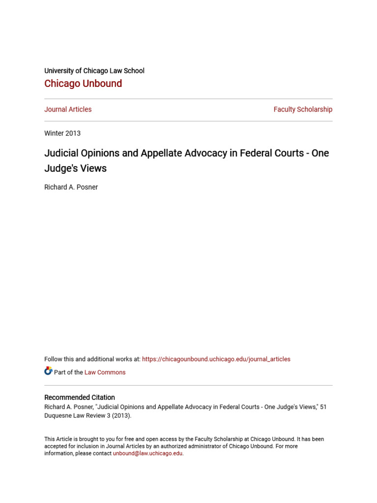 Judicial Opinions and Appellate Advocacy in Federal Courts - One | PDF ...
