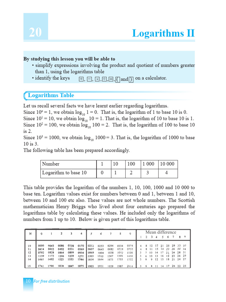 Chap 20 | PDF | Logarithm | Numbers
