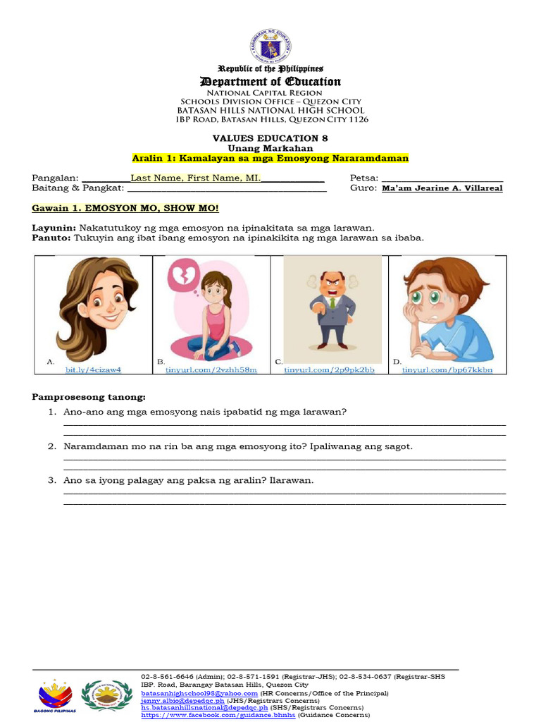 Ve8 Aralin-1 WS-1 | PDF