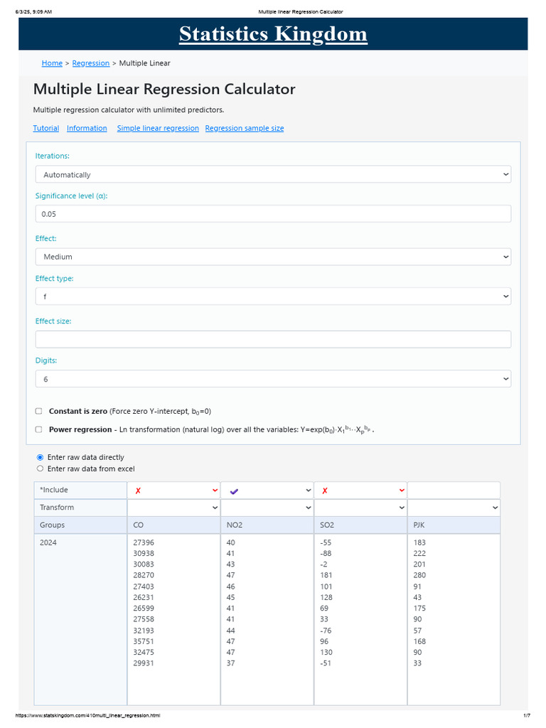 2024 Multiple Linear Regression Calculator | PDF | Errors And Residuals | Coefficient Of ...