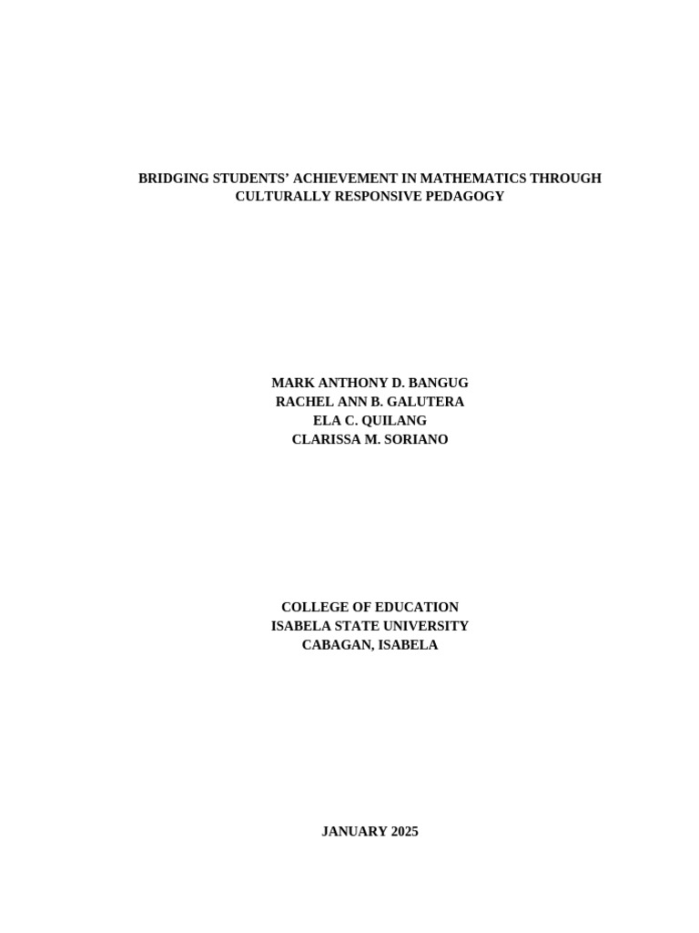 Culturally Responsive Math Pedagogy | PDF