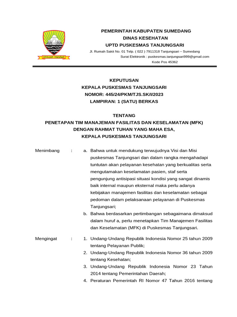 1.4.1.a SK TIM MFK (Perbaikan) | PDF