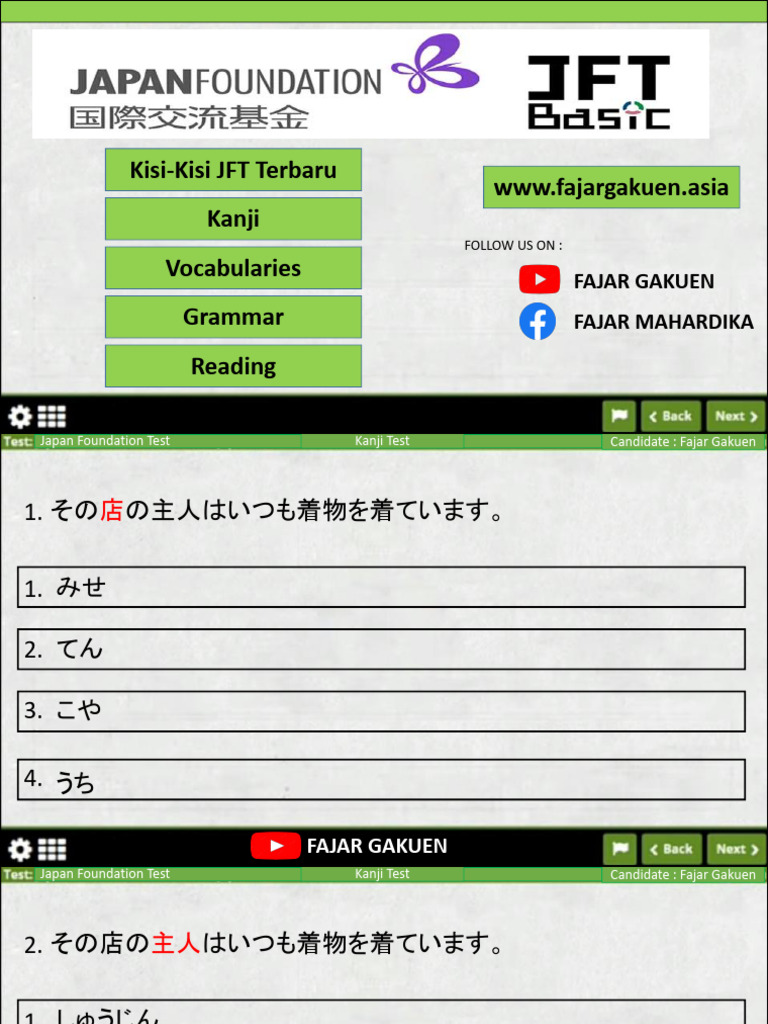 Kumpulan Soal Dan Kunci Jawaban JFT Basic A2 22 | PDF