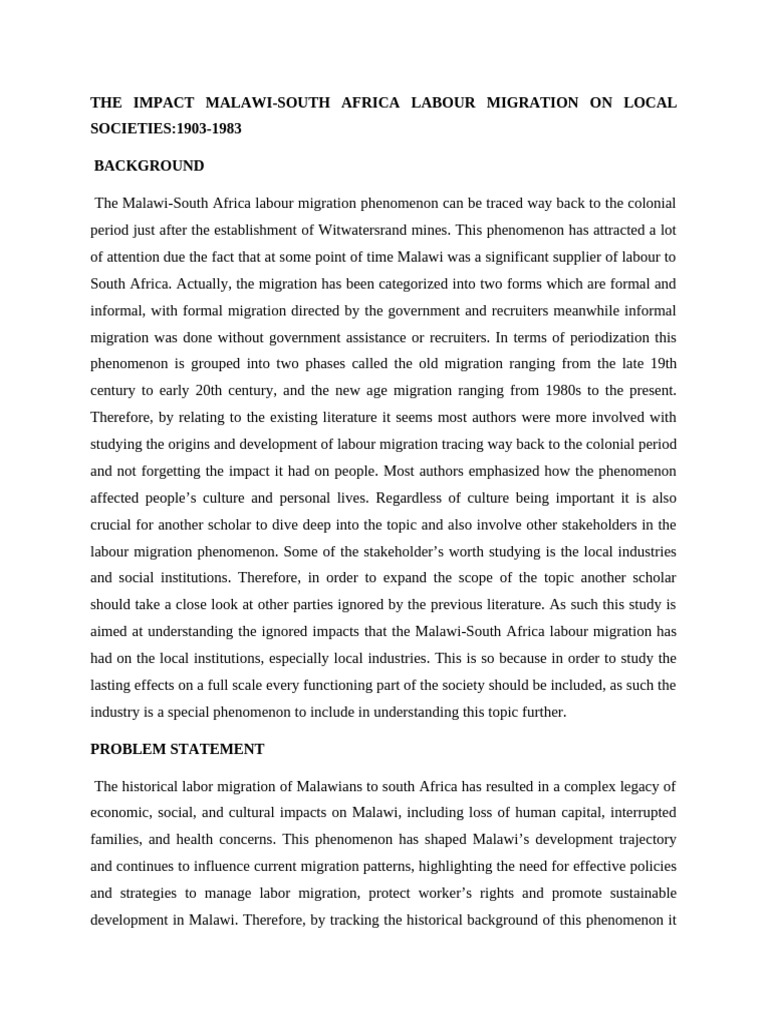 Peace Chilimbiro, The Role of Labour Migration On Malawi Local ...