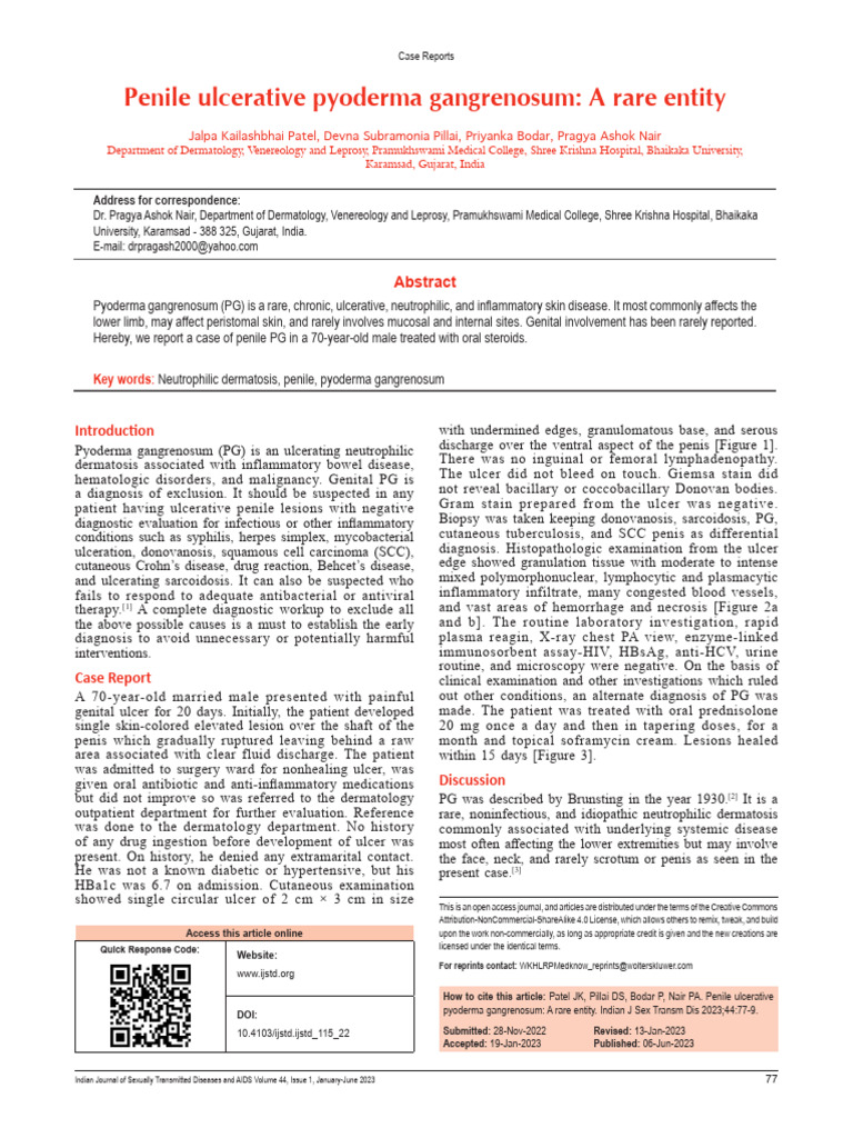 Penile Ulcerative Pyoderma Gangrenosum A Rare.18 | PDF | Immunology ...