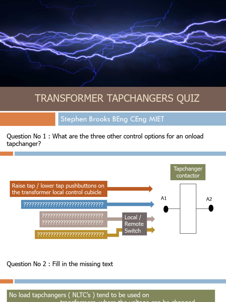 Transformer Tapchangers Quiz Guide | PDF | Transformer | Manufactured Goods