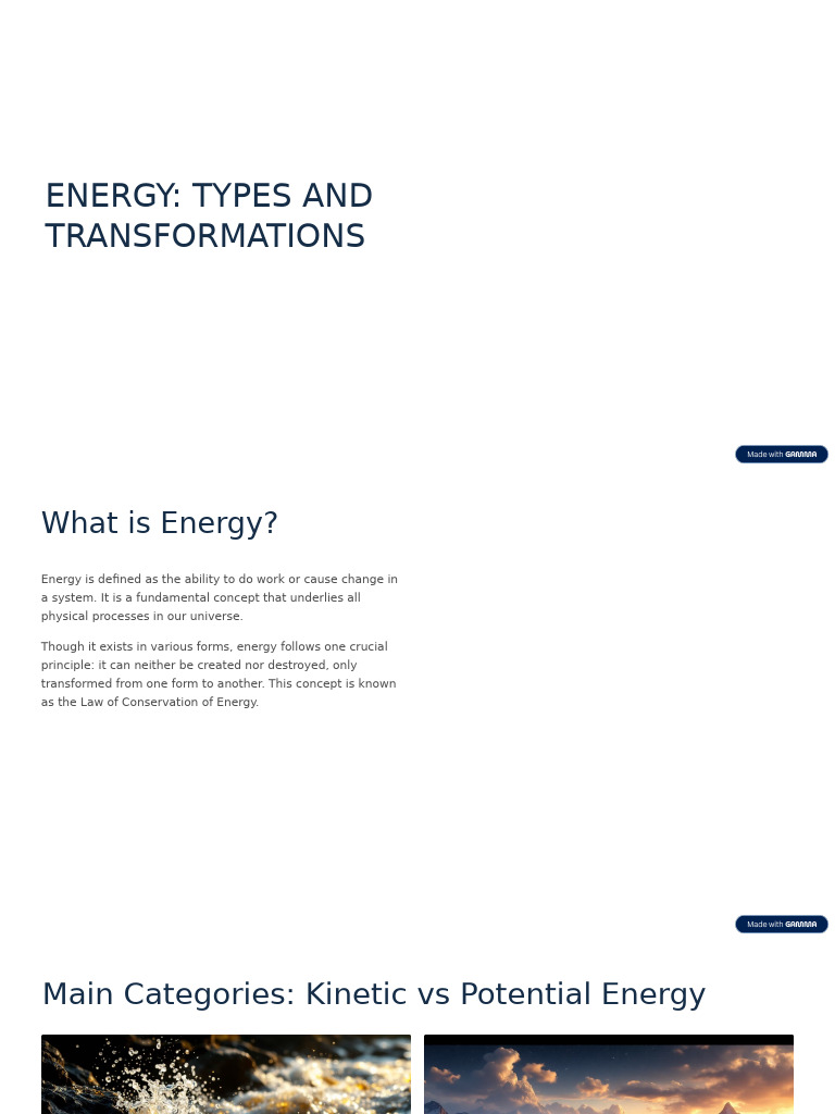 Energy Types and Transformations | PDF | Energy Development | Fuels