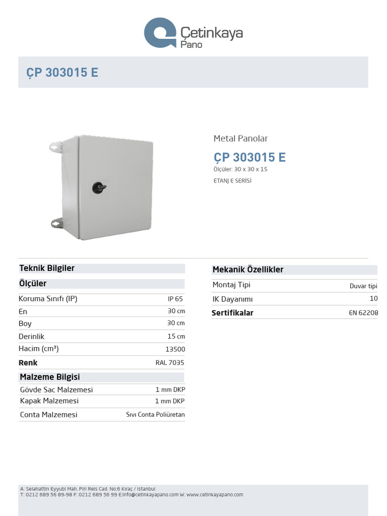 Metal Panolar: Teknik Bilgiler Ölçüler Mekanik Özellikler | PDF