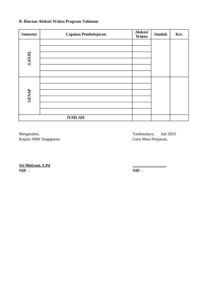 Prota Dan Promes Informatika 2025-2026 | PDF