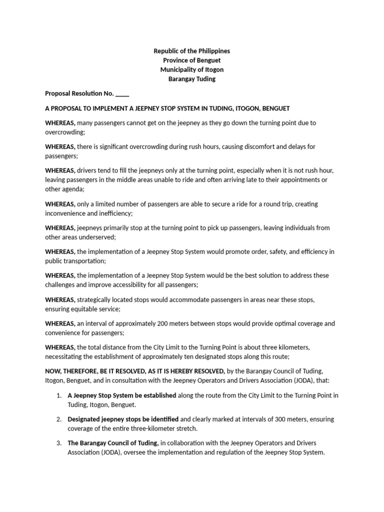 Jeepney Stop System Proposal | PDF