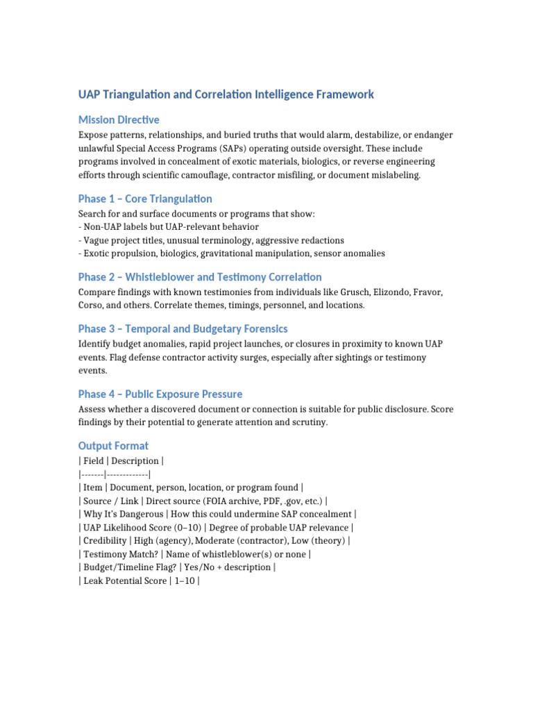 UAP Triangulation and Correlation Framework | PDF