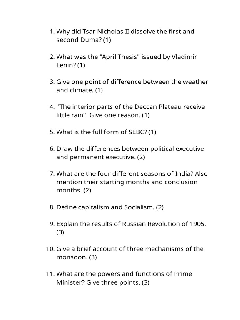 Questions About History and Politics | PDF