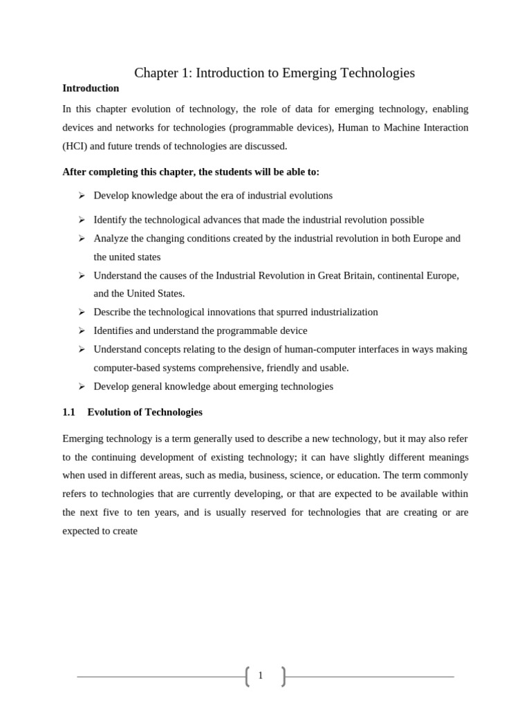Chapter 1 Introduction Emerging Technology | PDF | Human–Computer Interaction | Computing