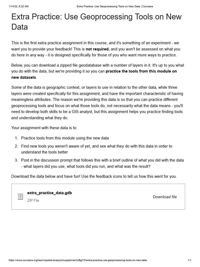 Extra Practice_ Use Geoprocessing Tools on New Data _ Coursera | PDF