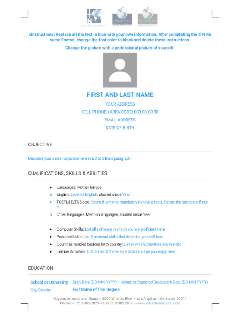 ITN Resume Format - Phoenix | PDF