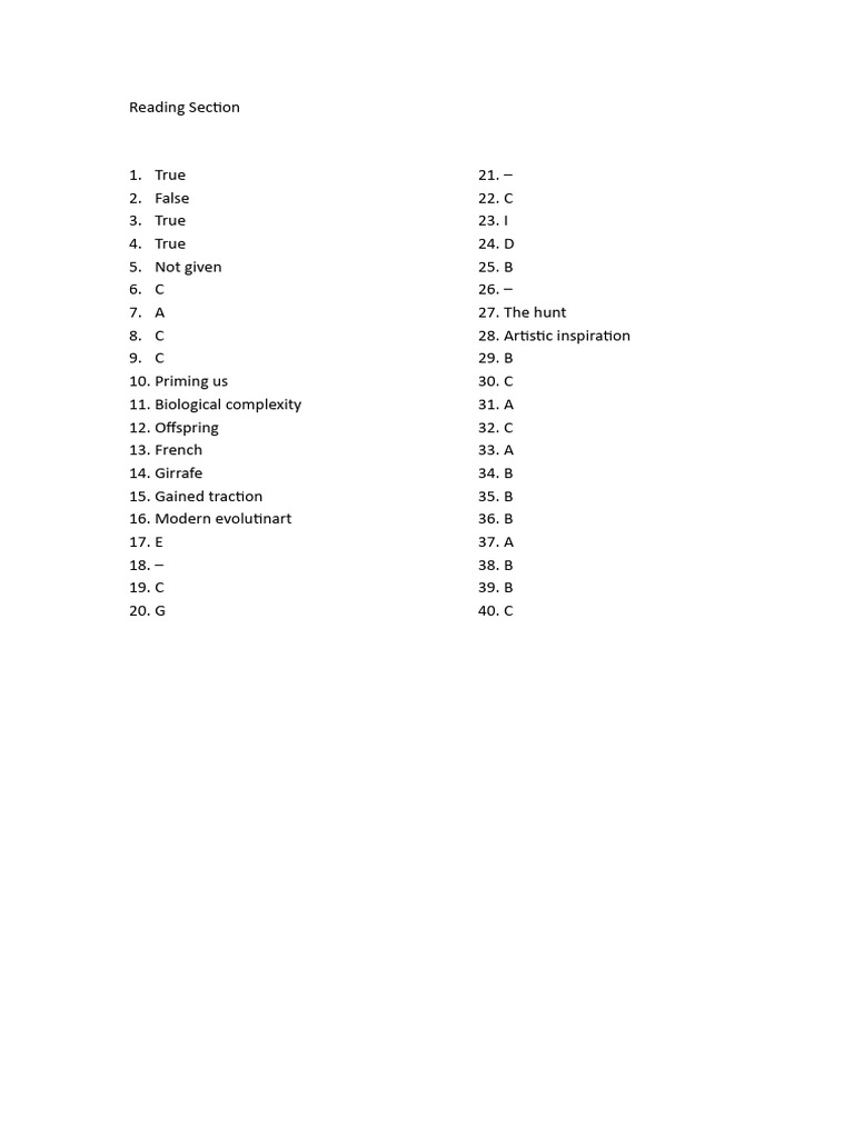 Reading Section Answers and Insights | PDF