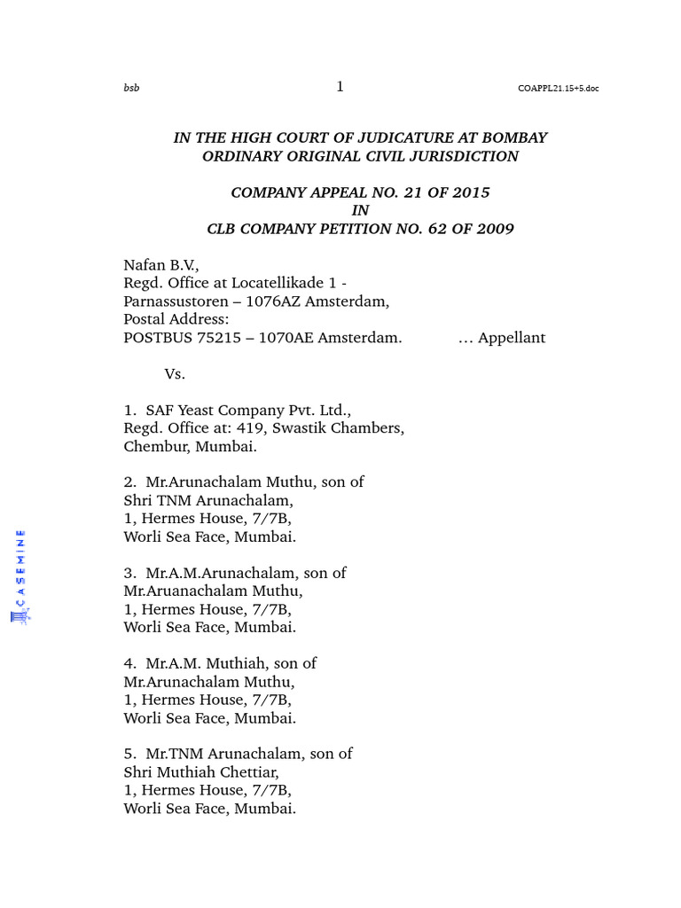 Nafan B.V., Vs SAF Yeast | PDF | Companies | Corporations