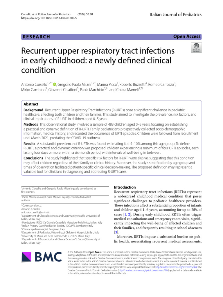 Recurrent Respiratory Infections in Children | PDF | Infection | Pediatrics