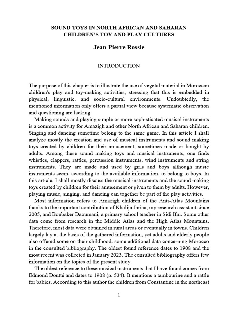 Sound Toys in North African and Saharan Children's Toy and Play ...