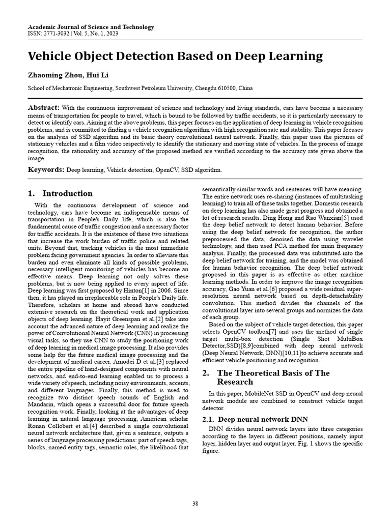Vehicle Object Detection Based On Deep Learning | PDF | Deep Learning | Artificial Intelligence